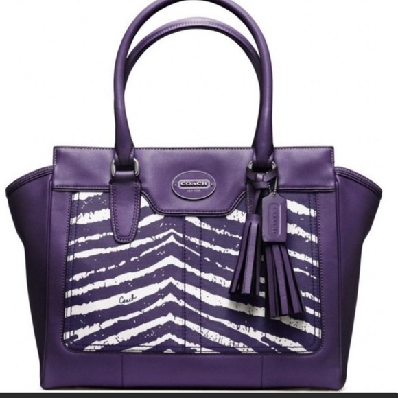 Coach | Bags | Coach Purple Legacy Print Medium Carryall Bag Nwt | Poshmark